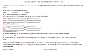 Affidavit Format For Army Bharti-शपथपत्र नमूना आर्मी भर्ती कैंडिडेट्स ...